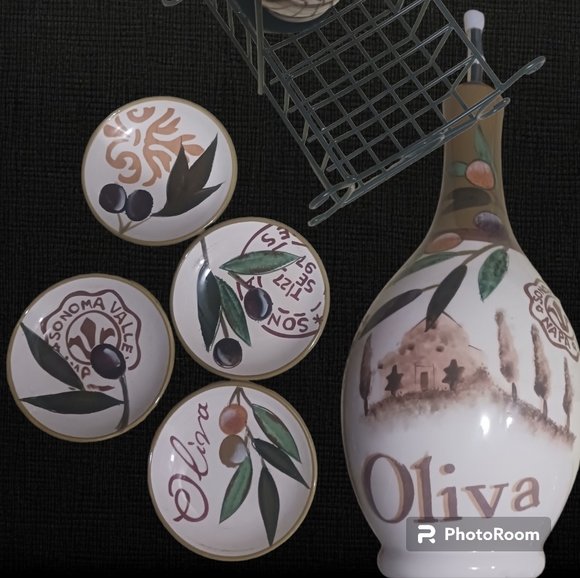 Jennifer Brinley | Dining | Olive Oil Cruet Decanter And 4 Plates In ...